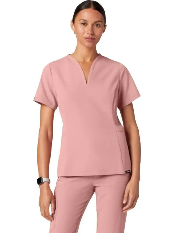JAANUU Calix 2-pocket V-neck Scrub Top - Mauve