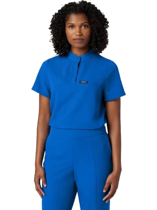 JAANUU Classic Banded Collar Scrub Top - Royal Blue