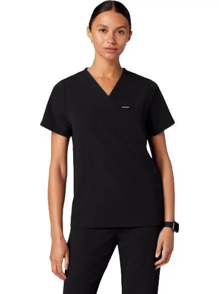 JAANUU Rhena V-neck Scrub Top - Black