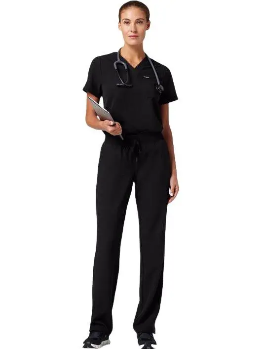 JAANUU Rhena V-neck Scrub Top - Black