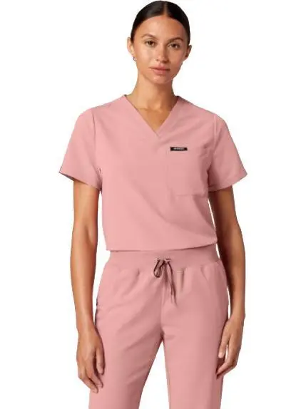 JAANUU Rhena V-neck Scrub Top - Mauve