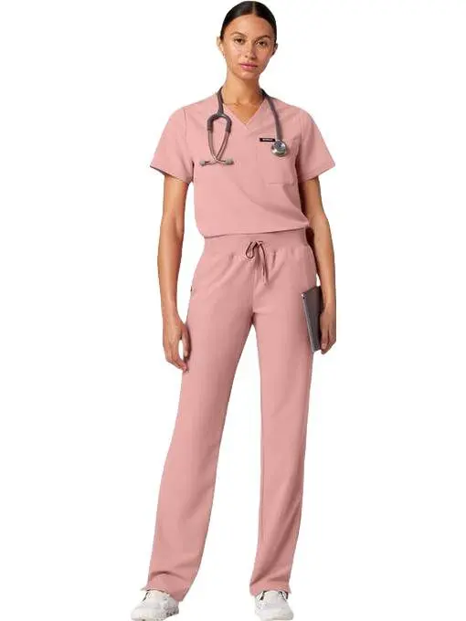 JAANUU Rhena V-neck Scrub Top - Mauve