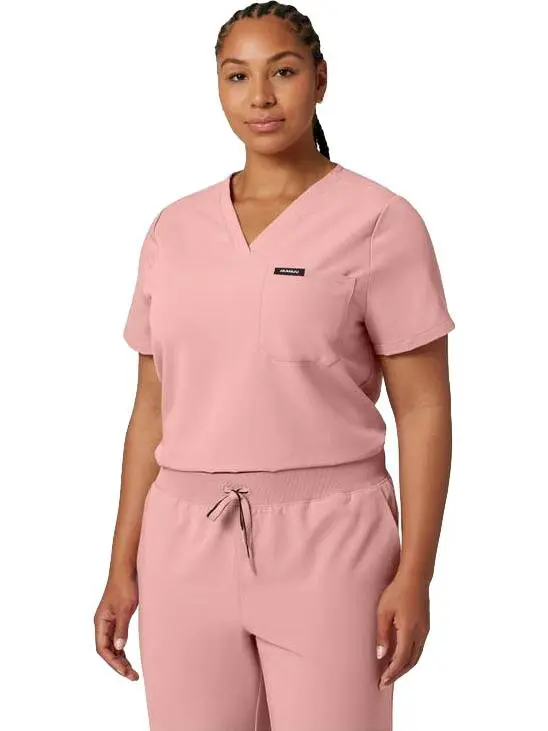 JAANUU Rhena V-neck Scrub Top - Mauve