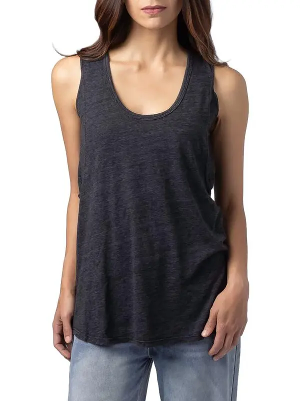 BUN MATERNITY NURSING APPAREL Flowy Nursing Tank Top - Black Charcoal