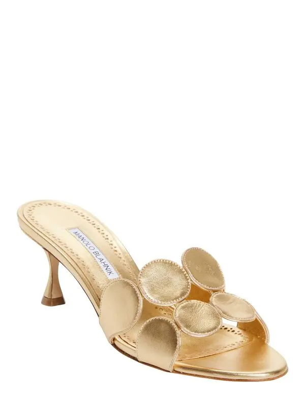 Manolo Blahnik Haribalmu Kitten Heel Sandal - Gold7103
