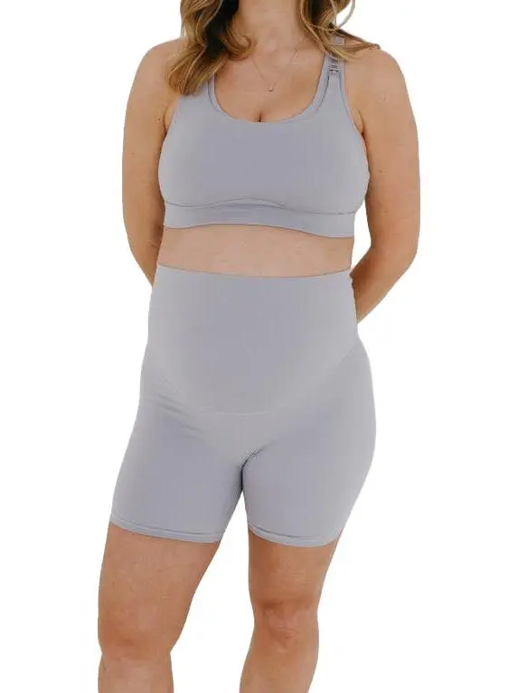 AXK Maternity Bike Shorts With High Waistband - Light Grey