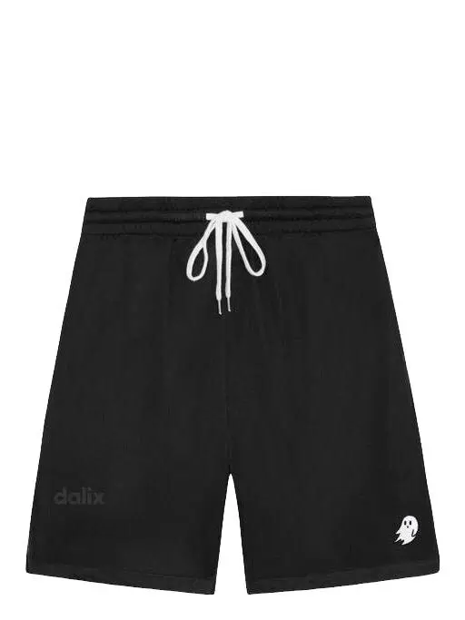 DALIX Relaxed Fit Court Shorts With Ghost Design - Black