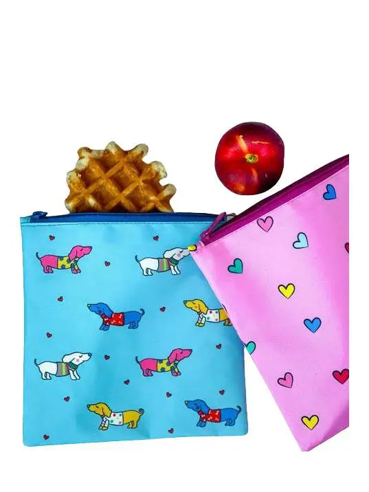 YUMBOX Reusable Sandwich And Snack Bag - Doggies And Hearts