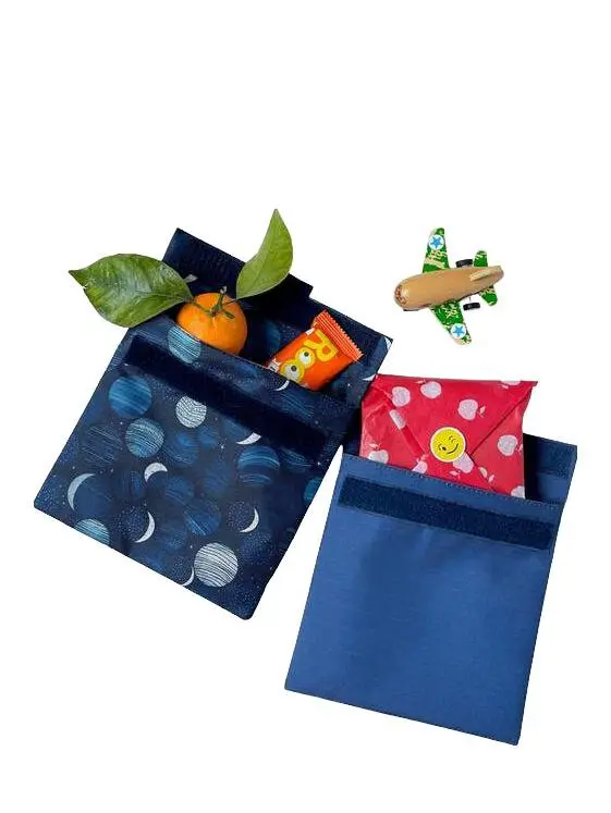 YUMBOX Reusable Sandwich And Snack Bag - Navy And Lunar Phases