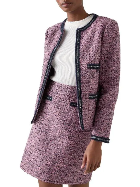 LK BENNETT Charlie Trim Tweed Jacket - Pink Multi