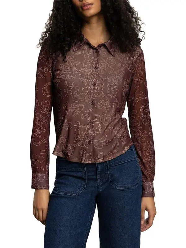 Sanctuary Mesh Button-down Shirt - Bohemian