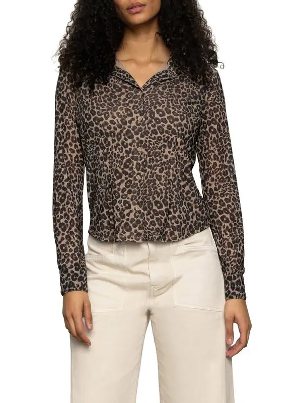 Sanctuary Mesh Button-down Shirt - French Kitty