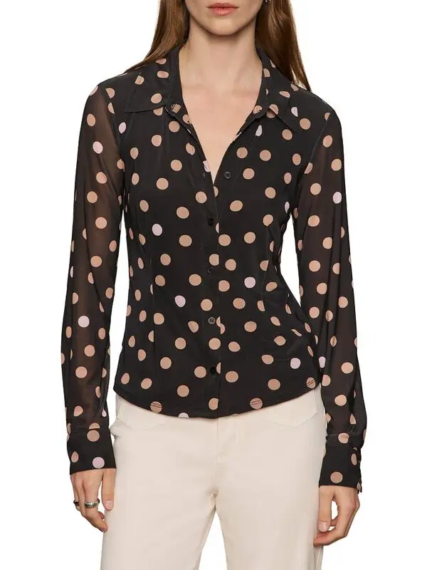 Sanctuary Mesh Button-down Shirt - Popspot Black