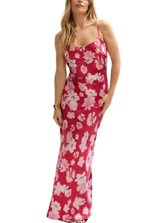 LILY AND LIONEL Roxy Savannah Printed Maxi Slip Dress - Red