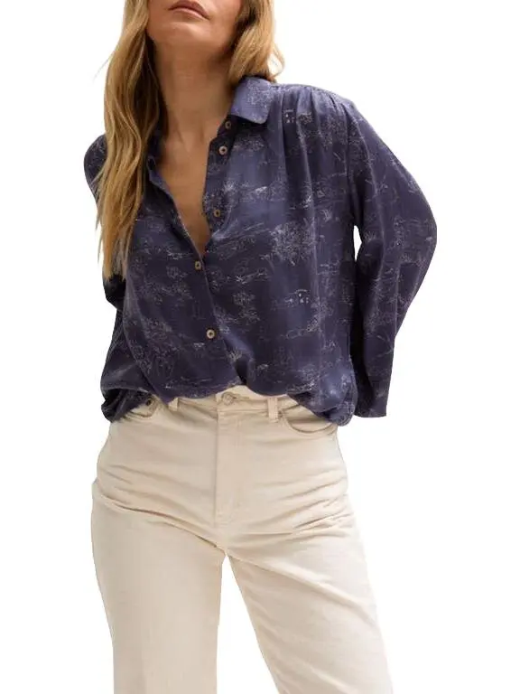 LILY AND LIONEL Marrianne Peter Pan Collar Shirt - Navy