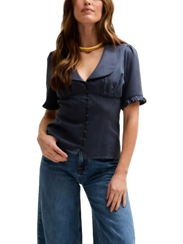 LILY AND LIONEL Rachel Short Sleeve Shirt - Navy