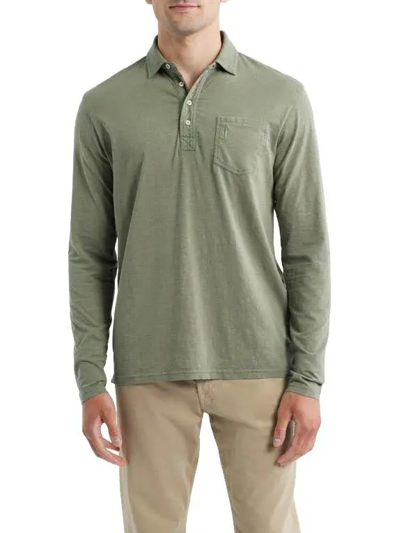 Johnnie-o Coastal Wash Long Sleeve Pocket Polo - Agave Green