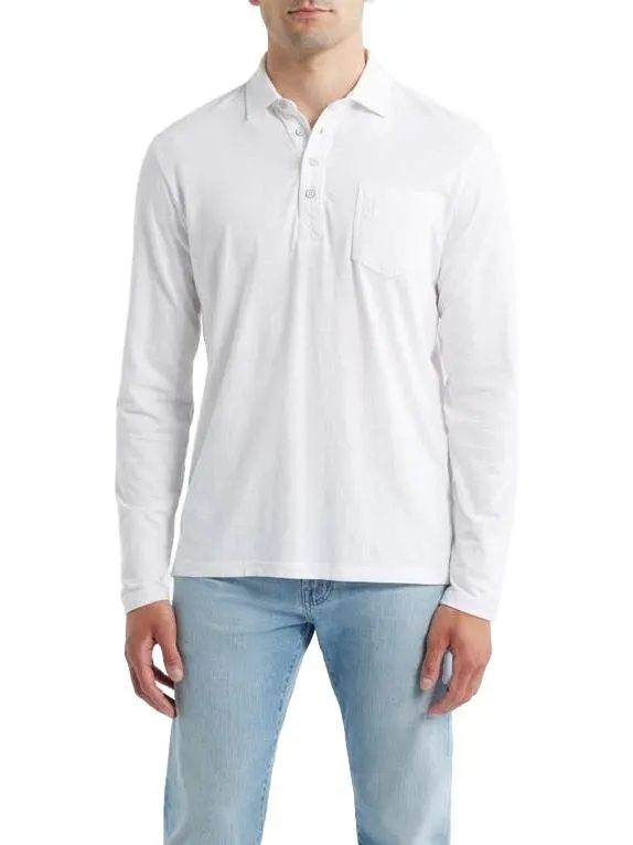 Johnnie-o Coastal Wash Long Sleeve Pocket Polo - White