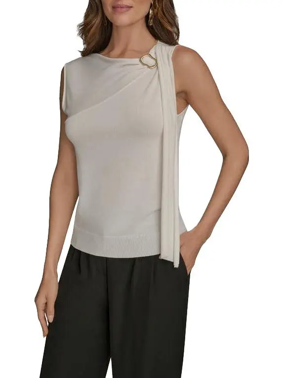 Donna Karan New York Mixed Media Sweater Tank - Cream