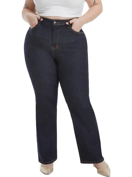BAYEAS High-waist Straight-leg Jeans - Rinse Wash