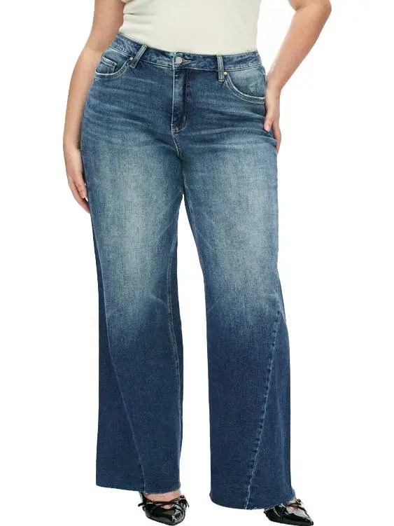 BAYEAS High-waist Wide Leg Jeans - Medium Blue