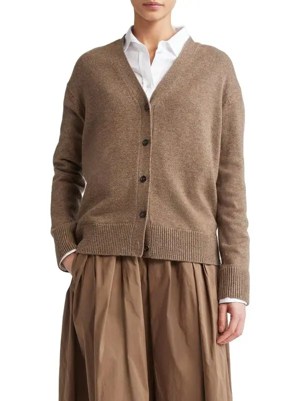 Max Mara Relaxed Merino Wool & Cashmere Cardigan - Hazelnut Brown