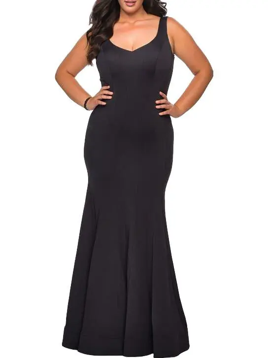 LABOMME Long Jersey Mermaid Dress - Black