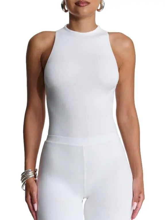 Naked Wardrobe Funnel Neck Sleeveless Bodysuit - White