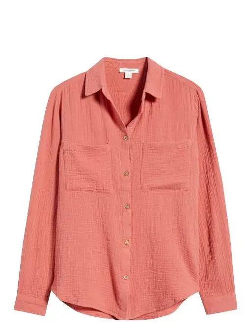 BEACHLUNCHLOUNGE Micaela Cotton Button-up Shirt - Cayenne