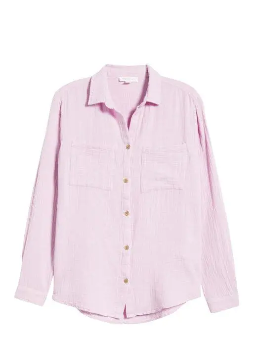 BEACHLUNCHLOUNGE Micaela Cotton Button-up Shirt - Lilac Pink