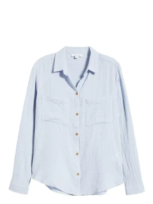 BEACHLUNCHLOUNGE Micaela Cotton Button-up Shirt - Sail Blue