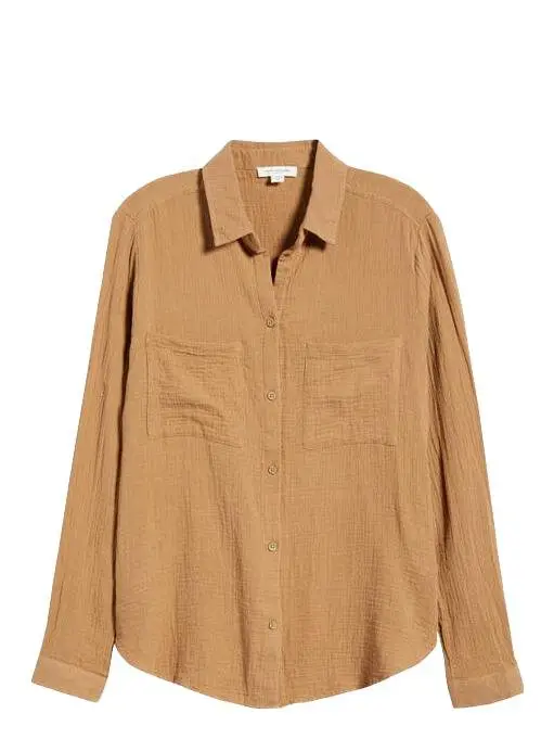 BEACHLUNCHLOUNGE Micaela Cotton Button-up Shirt - Toasty Brown