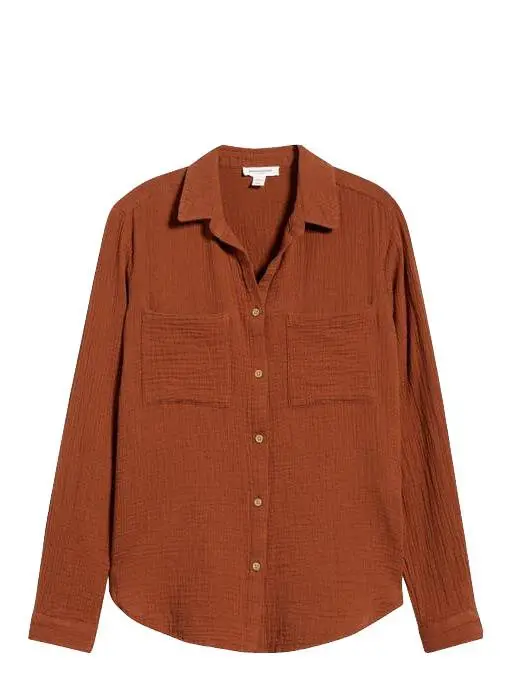 BEACHLUNCHLOUNGE Micaela Cotton Button-up Shirt - Tortoise Shell