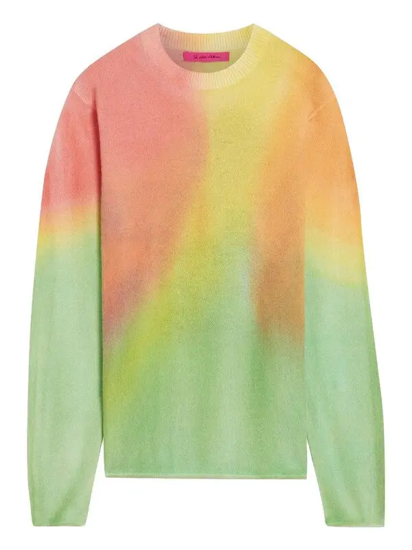THE ELDER STATESMAN Wave Aura Tie-dyed Intarsia Cashmere Sweater - Yellow