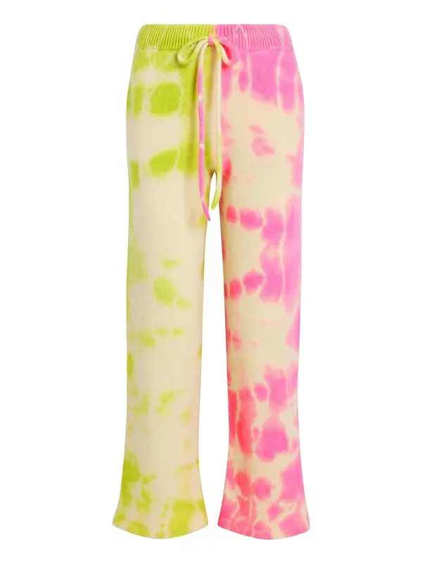 THE ELDER STATESMAN Biome Tie-dyed Cashmere Track Pants - Bright Pink
