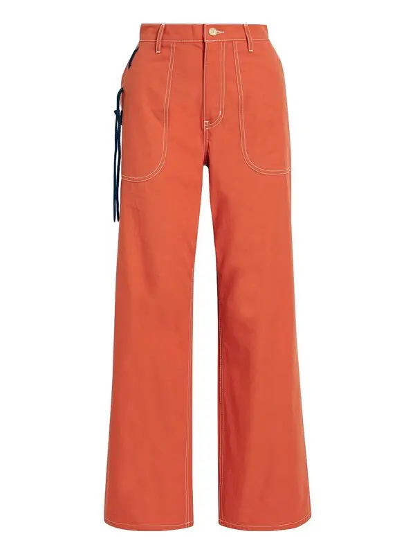 THE ELDER STATESMAN Silvano Cotton-twill Wide-leg Pants - Orange