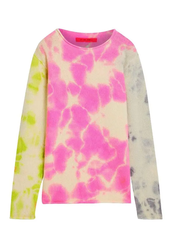 THE ELDER STATESMAN Biome Tie-dyed Cashmere Sweater - Bright Pink