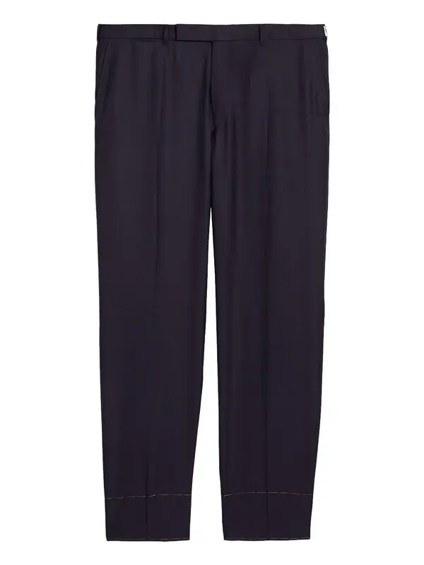 Zegna Wool And Silk-blend Tapered Pants - Midnight Blue