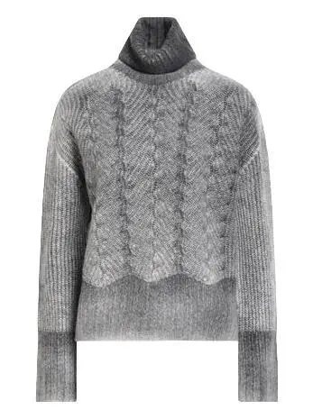 ARAGONA Turtleneck Wool-cashmere Knit Top - Grey