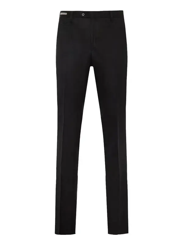 Corneliani Wool Trousers With Raw Edge - Black