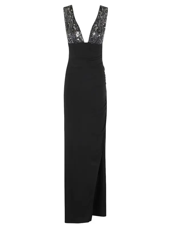 Amen Sequin-embellished Evening Dress - Black