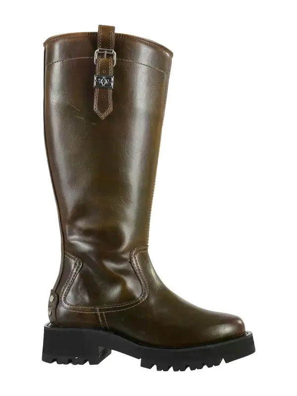 GANNI Buckle-detail Leather Boots - Brown