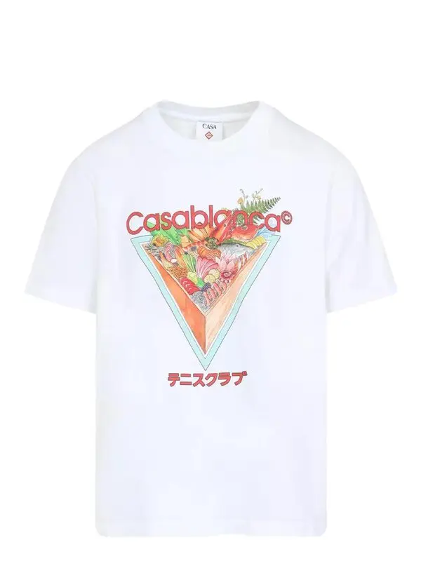 Casablanca Tennis Club Icon Triangle-print Graphic T-shirt - White