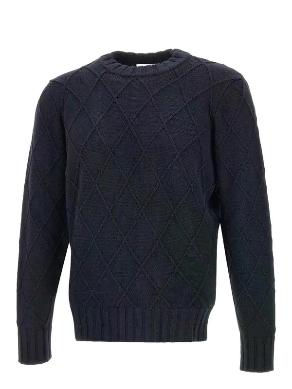 FILIPPO DE LAURENTIIS Diamond-weave Crew-neck Sweater - Blue