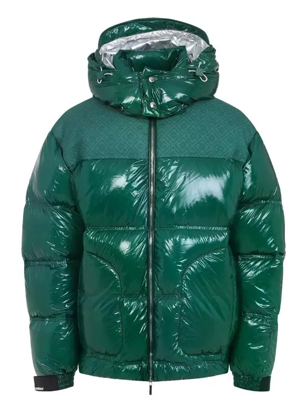 Casablanca Patterned Panel Puffer Jacket - Green