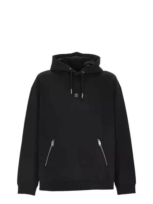 Hugo Logo-plaque Hoodie - Black
