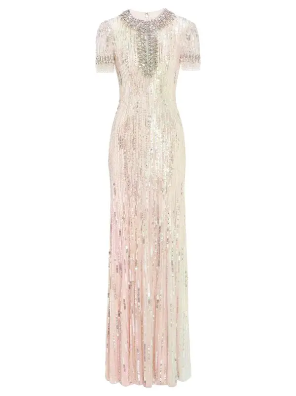 Jenny Packham Nova Sequin-embellished Maxi Dress - Neutrals