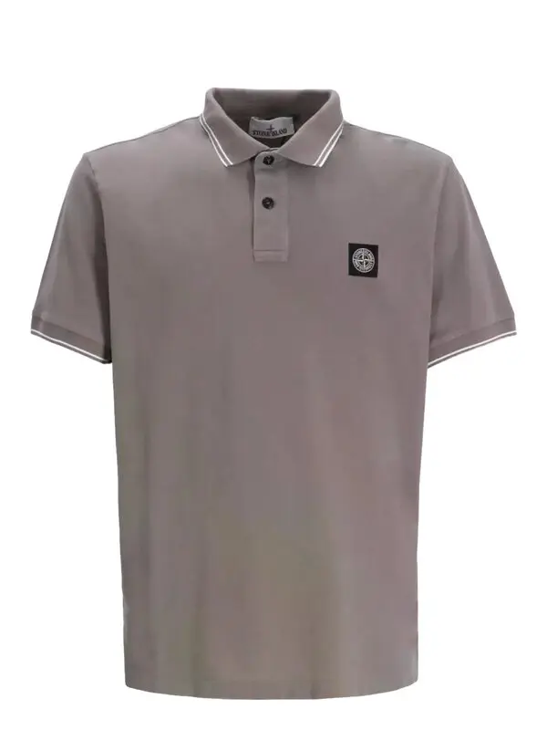 Stone Island Logo-patch Cotton Polo Shirt - Brown