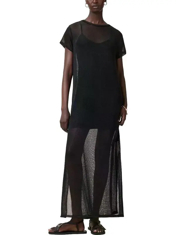 ALLSAINTS Mesh-paneled Maxi Dress - Black