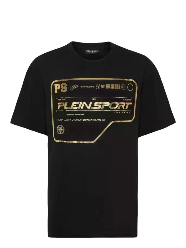 PLEIN SPORT Gold-logo Cotton T-shirt - Black